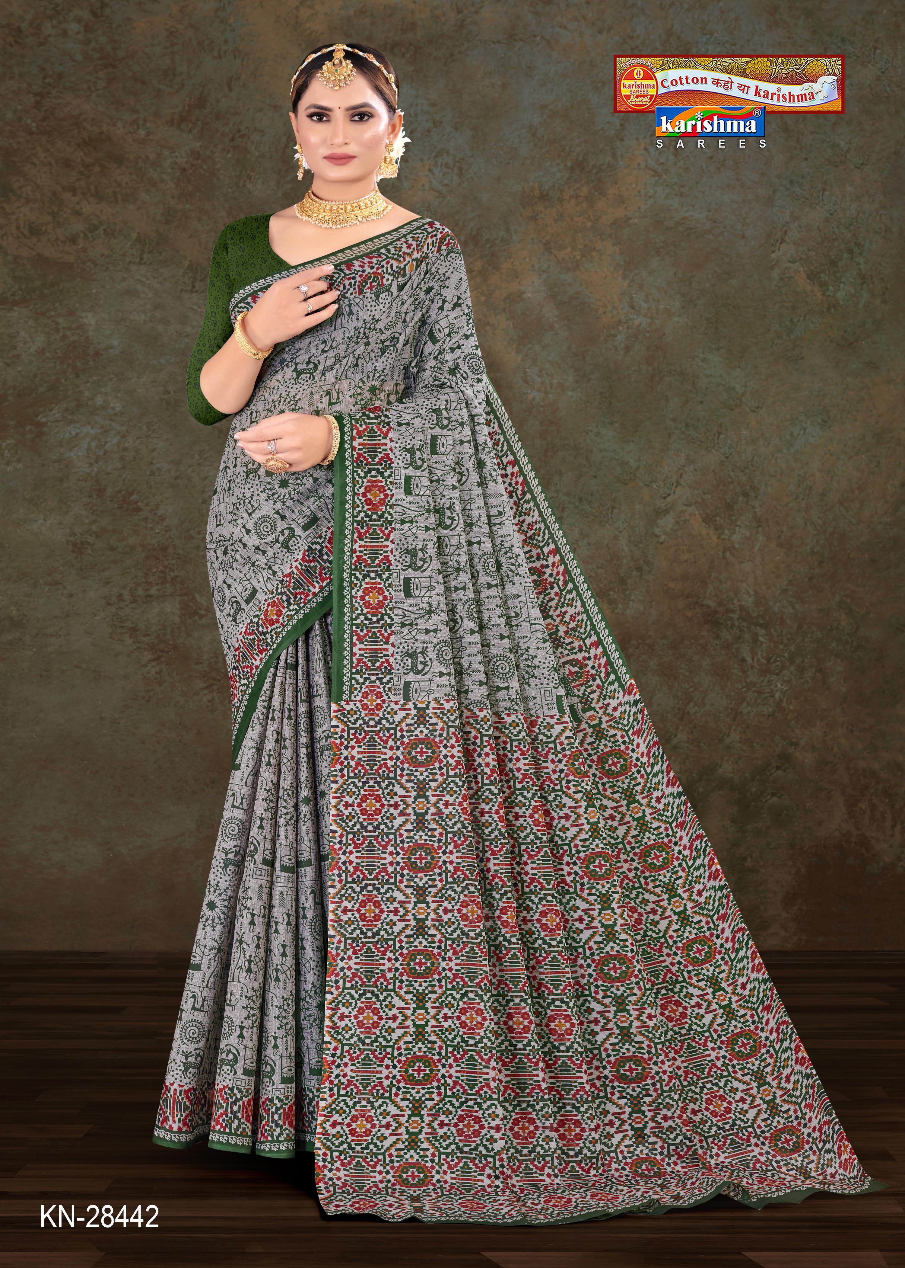 Buy Olive Pure Cotton Mulmul (medium soft) Saree With Traditional Warli ...